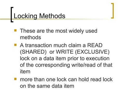 Databases Locking Methods Ppt