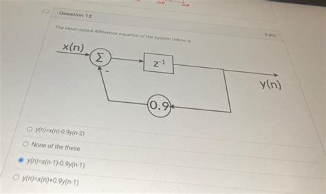 Solved Question 12 The Input Output Difference Equation Of