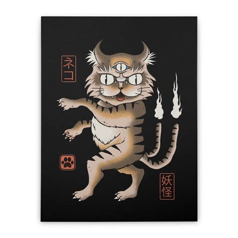 Yokai Cat Stretched Canvas Vincent Trinidad Art