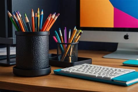 Desk With A Desk Tidy Premium Ai Generated Image