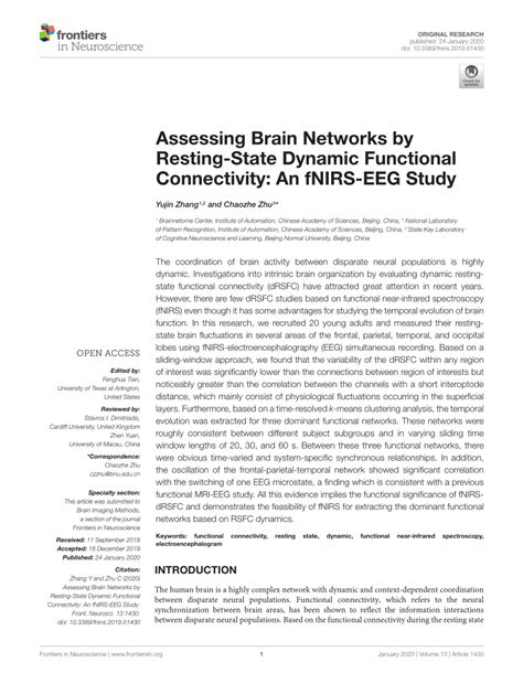 Pdf Assessing Brain Networks By Resting State Dynamic Functional