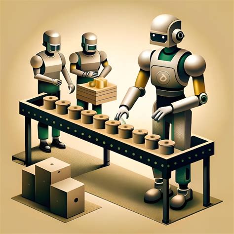 A Team Of Robots Diligently Work On An Assembly Line Showcasing The
