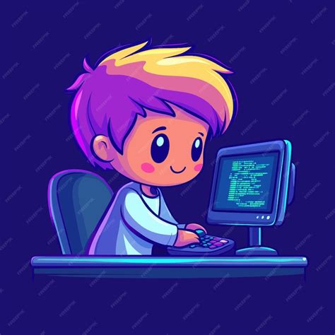 Cute Programmer Debugging Code Cartoon Vector Premium Ai Generated Vector