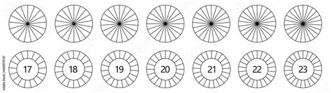 Circle Shape Divided Into Equal Segments Version With 17 To 23 Parts
