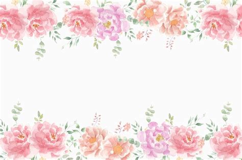 핑크와 복숭아 장미 수채화 꽃 배경 프리미엄 벡터