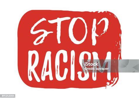 인종 차별 주의 라벨을 중지 합니다 브러쉬는 폰트입니다 동등한 권리 배지 벡터 일러스트 레이 션 아이콘 공사장 감독에 대한 스톡