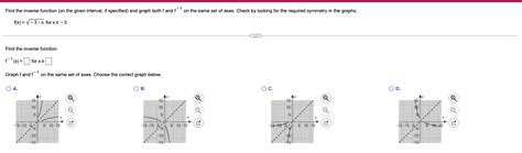 Solved Find The Inverse Function On The Given Interval If Chegg