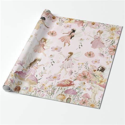 Whimsical Cute Fairies Wildflower Garden Meadow Wrapping Paper Zazzle Birthday Wrapping