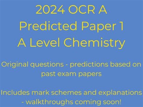 OCR A Level Chemistry Practice Mock Paper Teaching Resources
