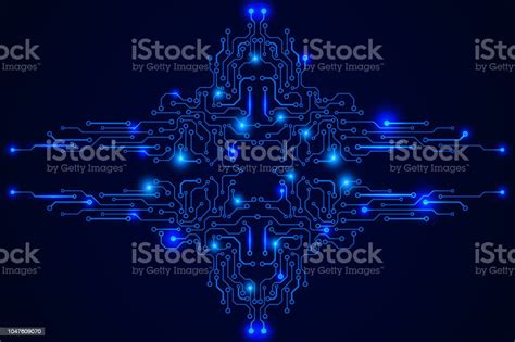 Circuit Board Technology Cpu Microprocessor Interface Connection Vector Background Stock