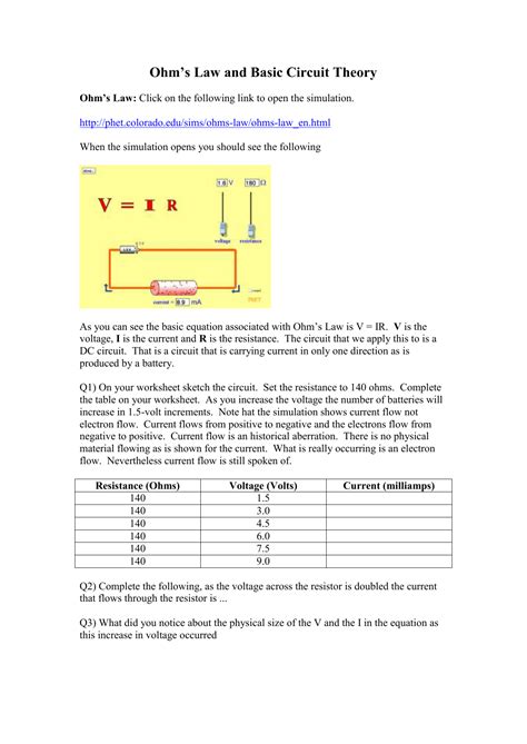 Phet Series And Parallel Circuits Worksheet