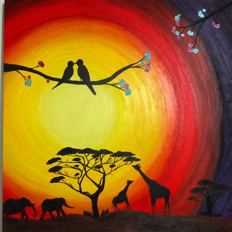Black Shadow Art African Sunset Easy African Sunset Drawing African