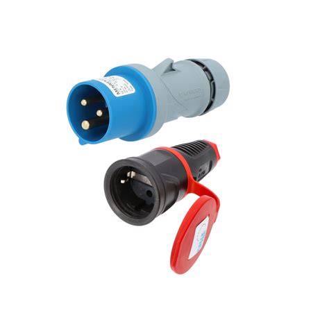 Camping Adapterkabel Cee Stecker Blau Auf Schuko Kupplung 230v 16a