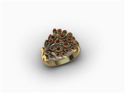 Peacock Ring 3d Cad Digital Model Etsy