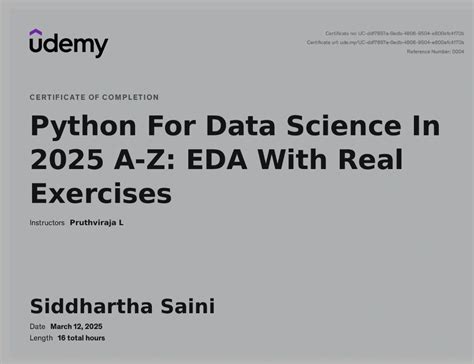 Datascience Python Exploratorydataanalysis Eda Machinelearning Udemy Siddhartha Saini