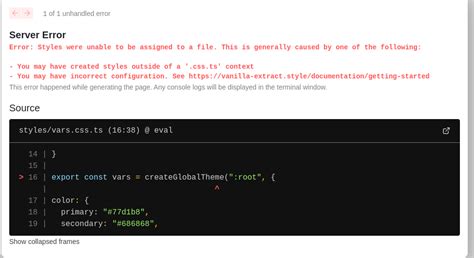 Javascript Error Styles Were Unable To Be Assigned To A File When Building React App