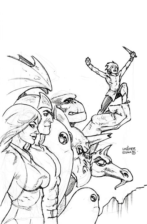Herculoids 4 Cover I Incentive Joseph Michael Linsner Line Art Virgin