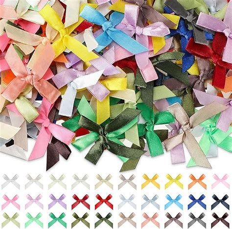 600 Pcs Tiny Bows Mini Ribbon Bows For Crafts Multicolor