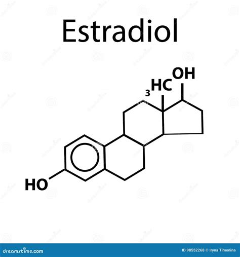 Chemical Molecular Formula Of The Hormone Estradiol Female Sex Hormone Infographics Stock