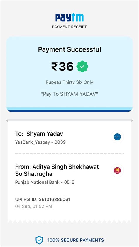 Paytm Receipt For Yes Bank Payment