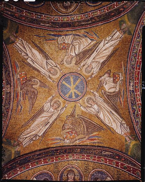 Four Angels With The Symbols Of The Evangelists Surrounding The Chi Rho