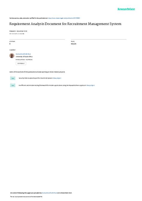 Requirement Analysis Document For Recrui See Discussions Stats And