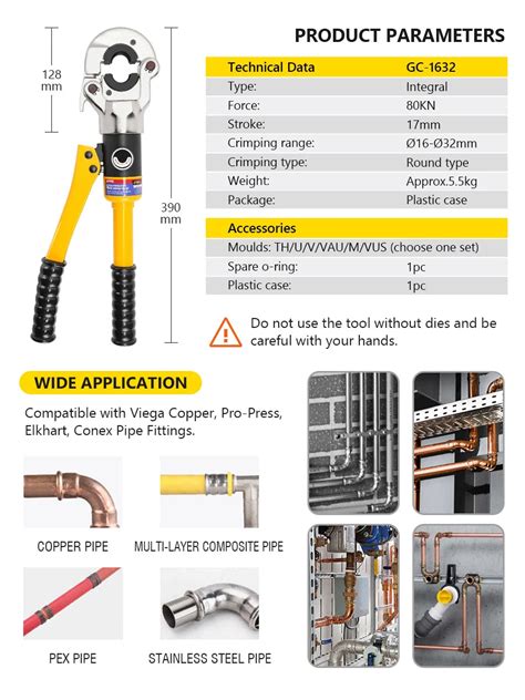 Hydraulic Pex Pipe Crimping Tools And Copper Compression Crimp Tool