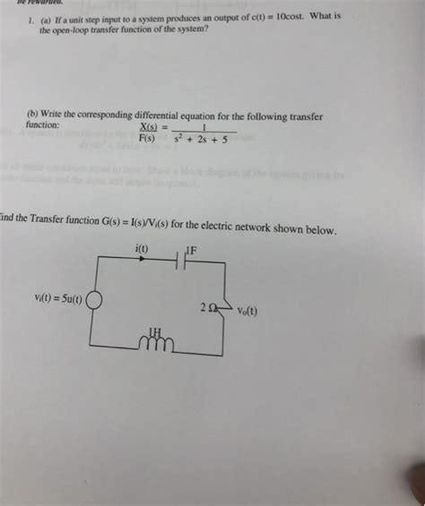Solved I A Ifa Unit Step Input To A System Produces An