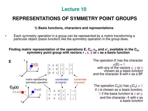 Ppt Lecture 10 Representations Of Symmetry Point Groups Powerpoint