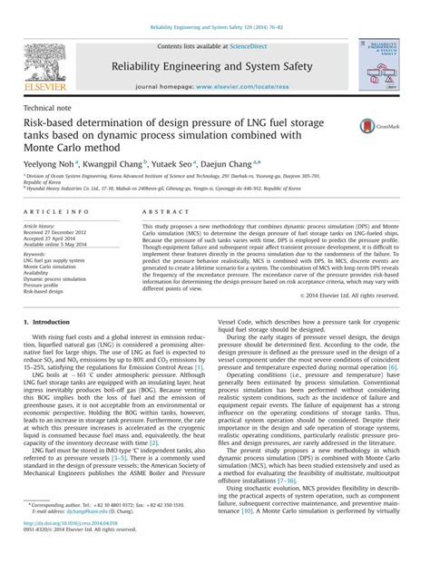 Pdf Risk Based Determination Of Design Pressure Of Lng Fuel Storage Tanks Based On Dynamic