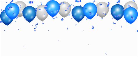 블루 컬러 풍선 배경과 축하 파티 배너입니다 투명 배경에 파란색과 흰색 풍선 벡터 그림입니다 검은색에 대한 스톡 벡터 아트 및 기타 이미지 Istock