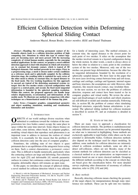 Pdf Efficient Collision Detection Within Deforming Spherical Sliding