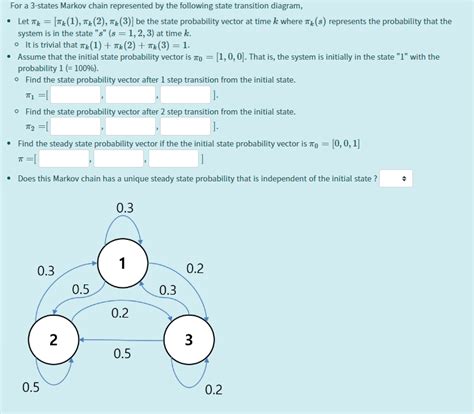 Solved For A 3 States Markov Chain Represented By The