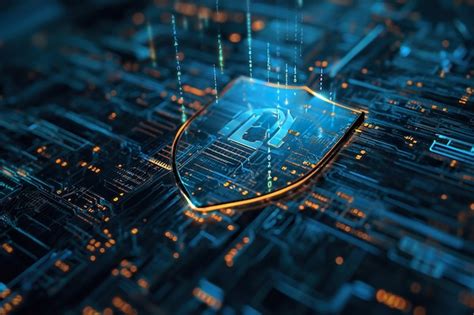 Premium Photo Shield With A Lock Icon Is Displayed On A Circuit