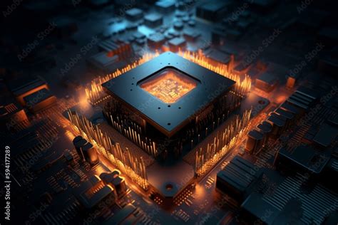 Ilustrace CPU Overheating By Big Data A Computer Processor With Millions Of Connections And