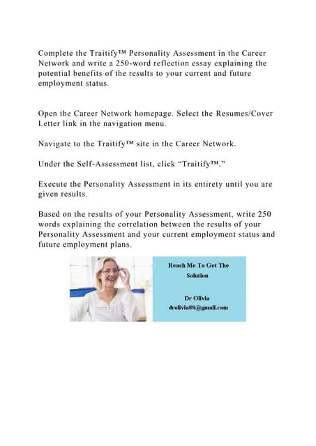 Complete The Traitify™ Personality Assessment In The Career Network Docx