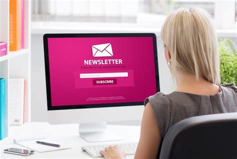 Premium Photo Woman Subscribing To Newsletter On Some Website