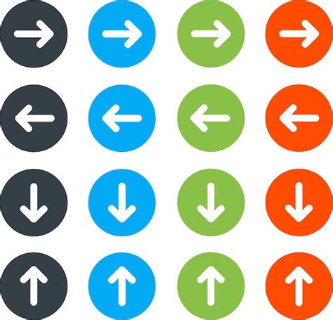 Premium Vector Icon Set Of Arrows In Circle Right Left Up Down Directions Thin Line Icons Flat