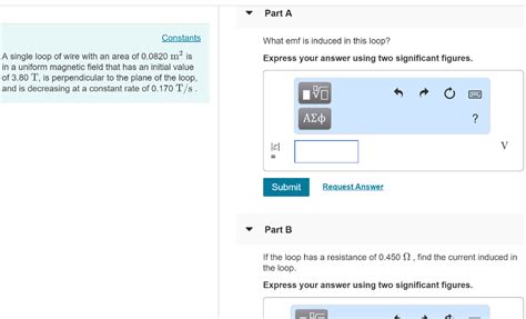 Solved Part A Constants What Emf Is Induced In This Loop A Chegg Com