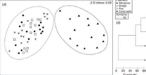 a multidimensional scaling biplot and b similarity analysis