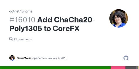 add chacha20 poly1305 to corefx · issue 16010 · dotnet runtime · github