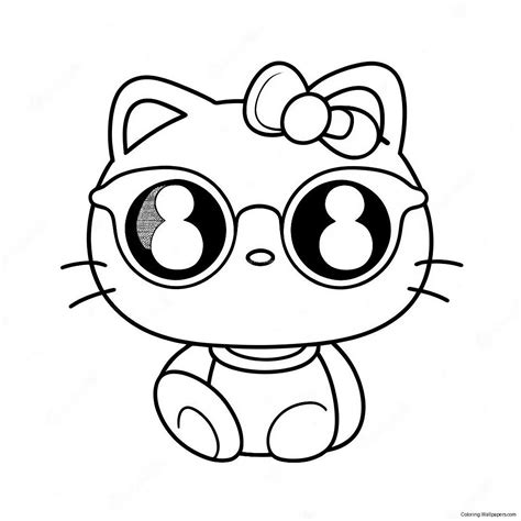 Hello Kitty Coloring Page With Glasses