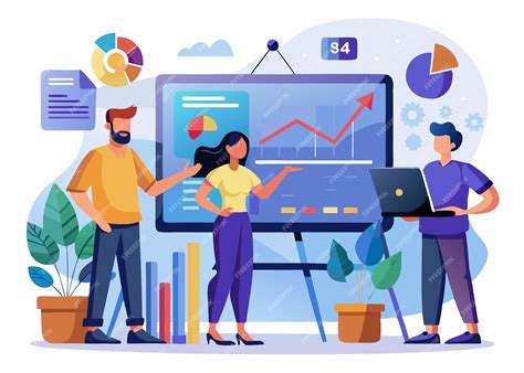 Team Collaboration And Data Analysis In A Business Meeting Vector Illustration Premium Ai