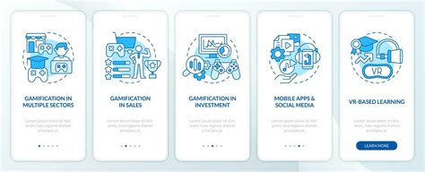 Gamification Trends Blue Onboarding Mobile App Screen Games Walkthrough 5 Steps Editable
