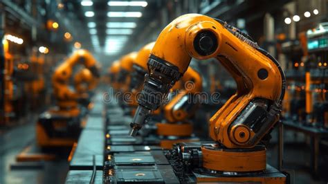 Advanced Robotics Automate Production Lines In A High Efficiency Factory Environment For Modern