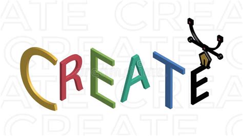 Create Word Typography Illustration Design Three Dimension Style Stock Illustration
