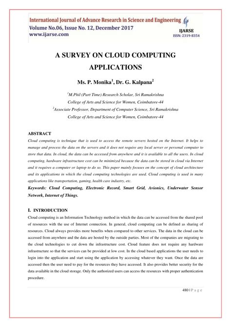 PDF A SURVEY ON CLOUD COMPUTING APPLICATIONS