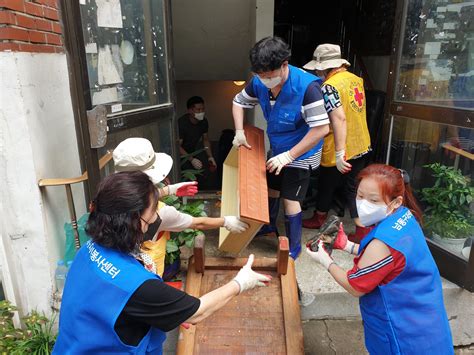 통합자원봉사지원단 수해복구 활동 남동구자원봉사센터