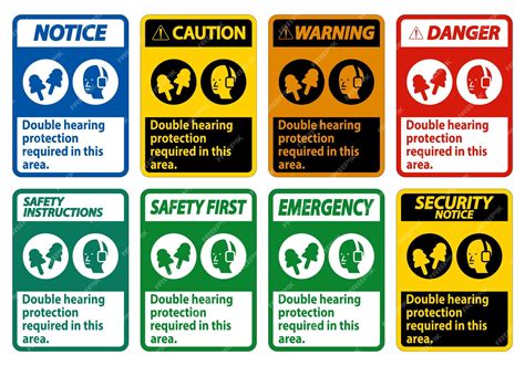 Premium Vector Double Hearing Protection Required In This Area With