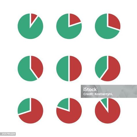 Set Of Pie Charts Percentage Pie Graph Diagram Circle Round Chart Ilustrasi Stok Unduh Gambar